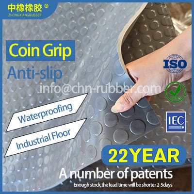Coin grip rubber flooring rolls 5mm 1.5g/cm³ - Garage rubber mats ...
