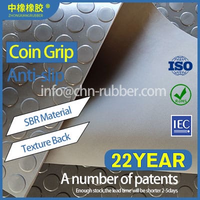 Coin grip rubber flooring rolls 5mm 1.5g/cm³ - Garage rubber mats ...